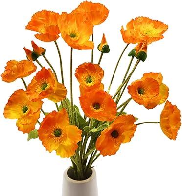 Lumoslyy Artificial Flowers Silk Poppy Flowers For Home
