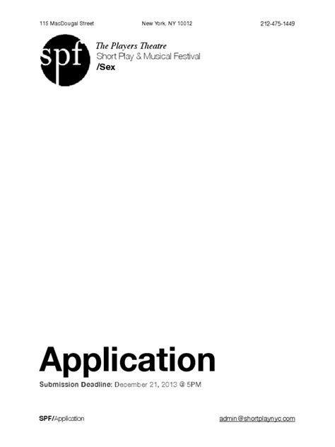 Spf Sex 2014 Application Download Free Pdf Theatre Leisure