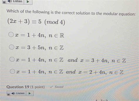 solved listen which of the following is the correct solution to the