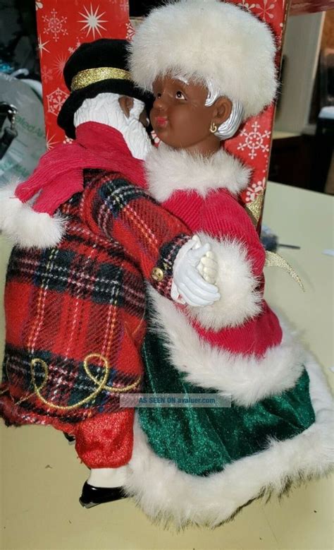 Rare African American Santa And Mrs Claus Holiday Skate Avon Black