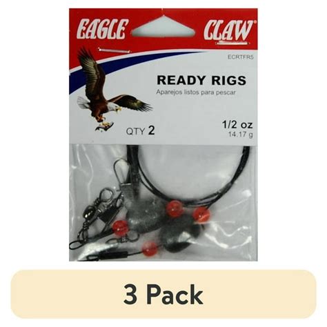 3 Pack Eagle Claw Ready Rig Black 12 Oz Sinker