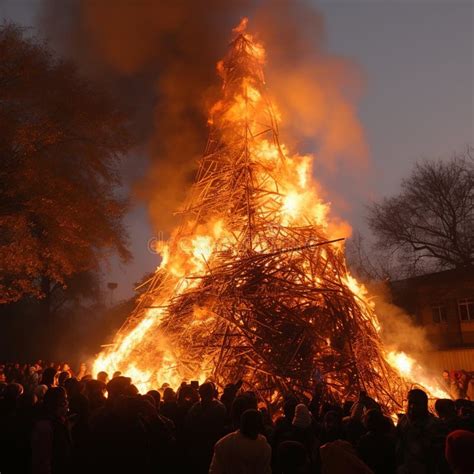 Illustration Of Giant Bon Fire Lit For The Festival Of Lohri
