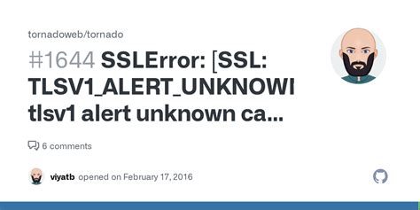 sslerror [ssl tlsv1 alert unknown ca] tlsv1 alert unknown ca ssl c