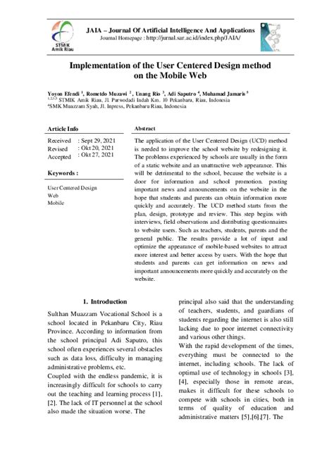 Pdf Implementation Of The User Centered Design Method On The Mobile Web Rometdo Muzawi