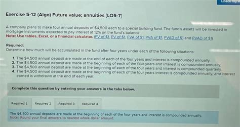 solved exercise 5 12 algo future value annuities [lo5 7]