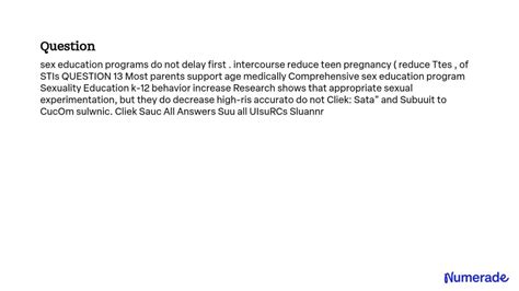 SOLVED Most Parents Support Age Appropriate Comprehensive Sex Education Programs Research