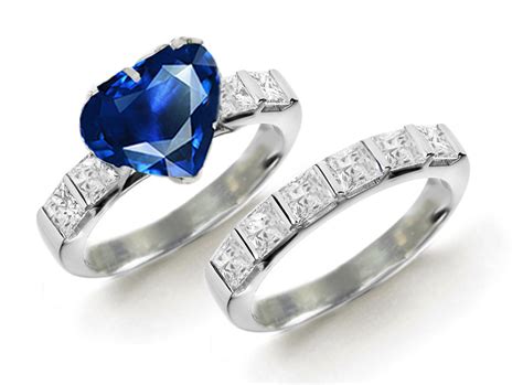 Designer Colored Gemstone Engagement Rings Wedding Rings Sets