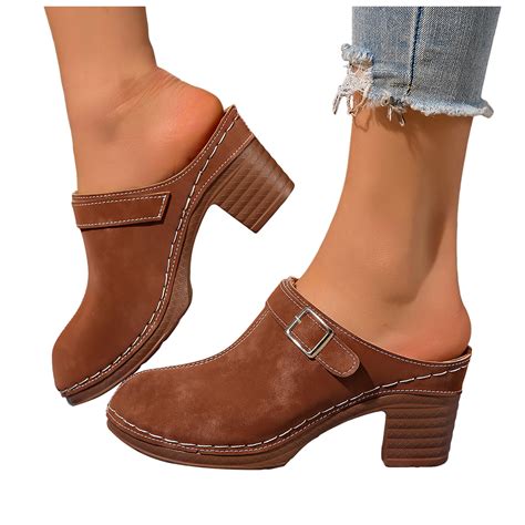 Dakaela Womens Mules Shoes Backless Slip On Chunky Stacked Heeled