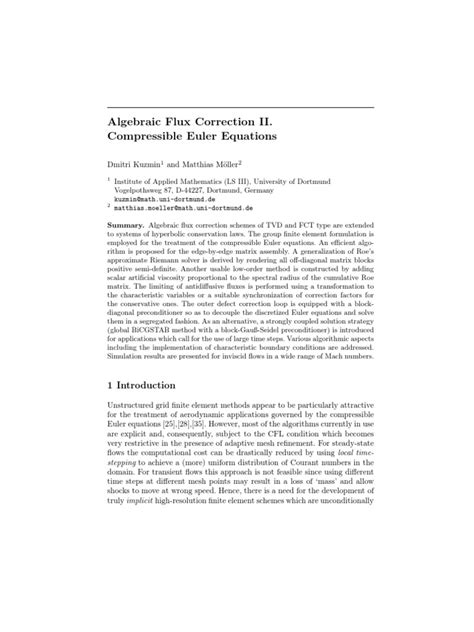 Pdf Algebraic Flux Correction Ii Compressible Euler Equations