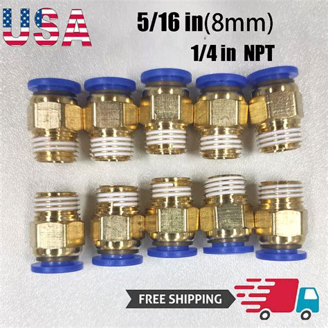 10 Male Straight Connector Tube Od 5 16 8mm X Npt 1 4 Pu Air Push In