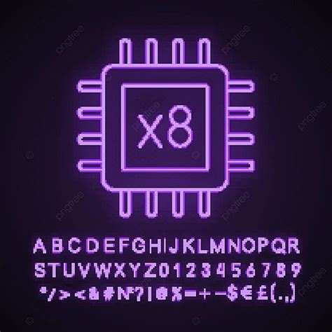 Octa Core Processor Neon Light Icon Information Constructor Micro Vector Information