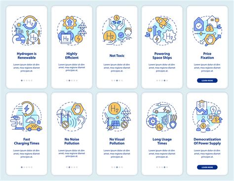 Advantages Of Hydrogen Onboarding Mobile App Screen Set Pros Of H2 Walkthrough 5 Steps Editable