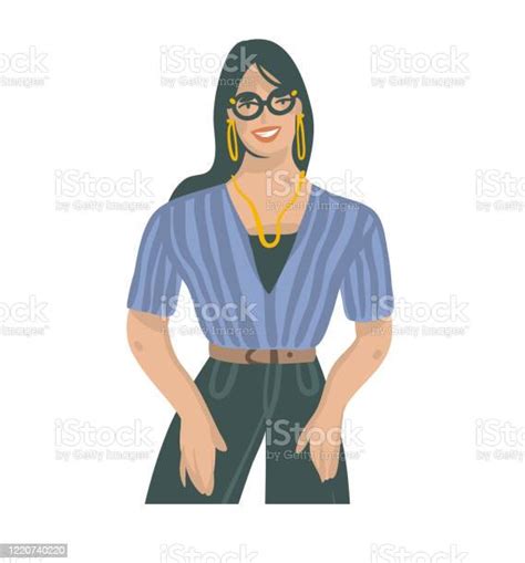 손으로 그린 벡터 추상 스톡 그래픽 일러스트 그림 젊은 웃는 학생 여성 안경에 흰색 배경에 고립 경영자에 대한 스톡 벡터 아트