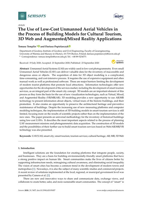 Pdf The Use Of Low Cost Unmanned Aerial Vehicles In The Process Of Building Models For