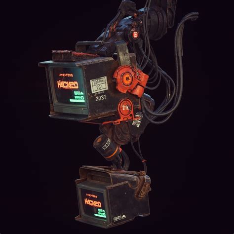 3d Model Cyberpunk Hacker Terminal V1 Vr Ar Low Poly Cgtrader