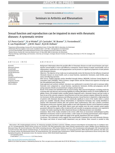 Pdf Sexual Function And Reproduction Can Be Impaired In Men With