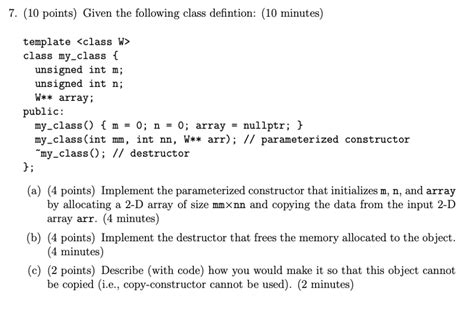 solved 7 10 points given the following class defintion