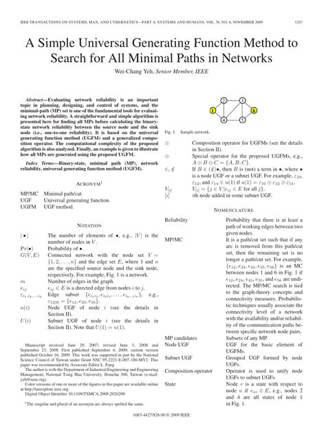 Pdf A Simple Universal Generating Function Method To Search For All Minimal Paths In Networks