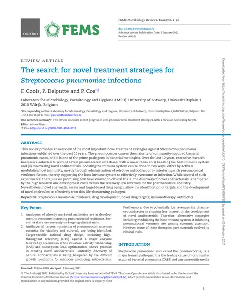Pdf The Search For Novel Treatment Strategies For Streptococcus