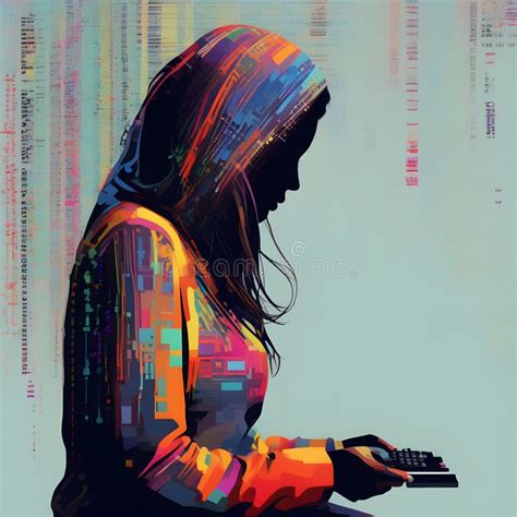 A Vibrant Flowing Of Colorful Silhouette Cyber Crime Hacker Breaking Into The Computer Server