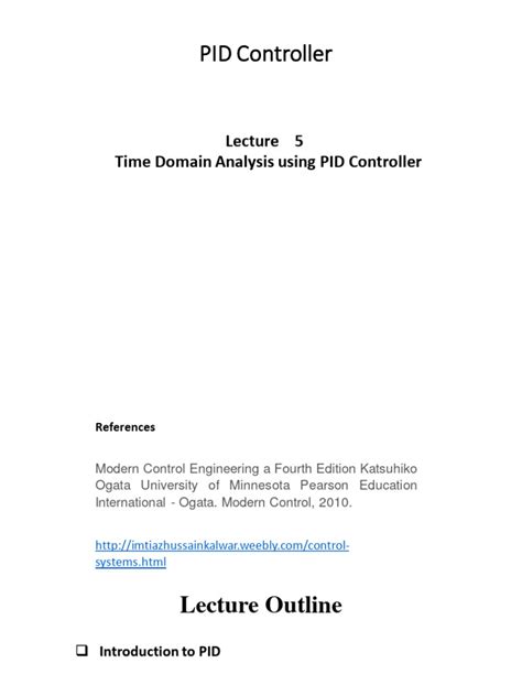 Control Lec 5 Pdf Control Theory Cybernetics