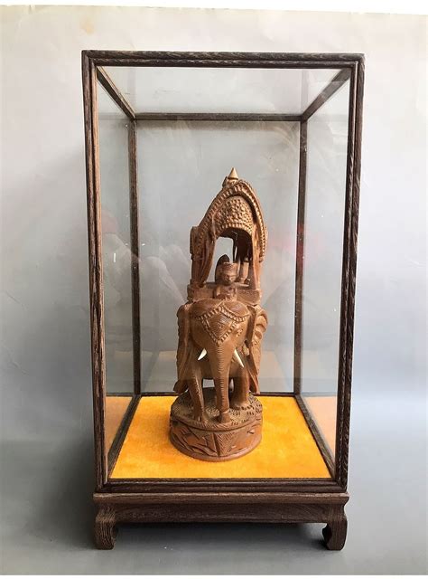 玻璃罩 展示盒 防塵罩 印章盒 印章收納盒 印章收納 收納展示盒 佛像擺件 紅木玻璃罩子實木雕刻寶籠擺件底座文玩 蝦皮購物