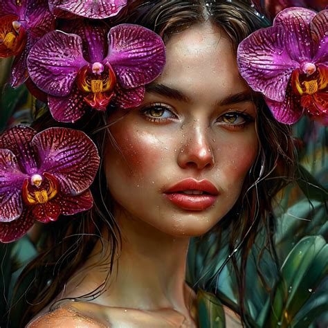 Orchids In The Style Of Marius Markowski ️🌱👱♀️ ️close Up — Image