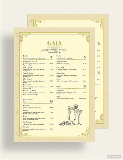 Editable Cocktail Menu Templates In Word To Download