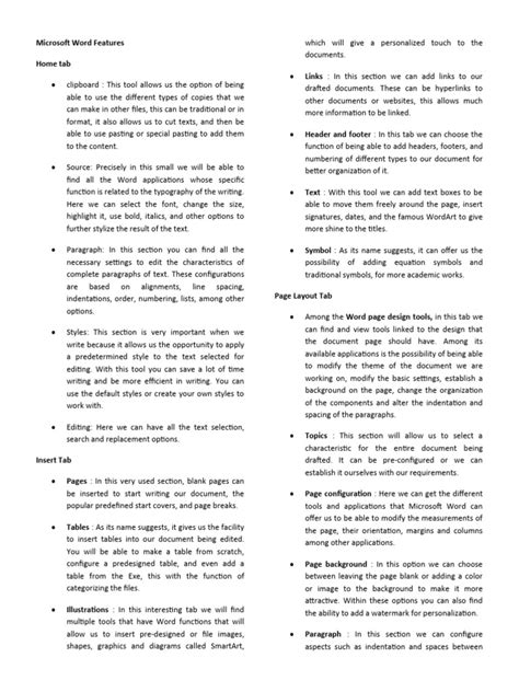 Microsoft Word Features Pdf Microsoft Word Text