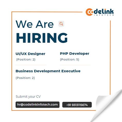 Codelink Infotech On Linkedin Hiring Jobs Phpdeveloper Uiuxdesigner Businessdevelopment