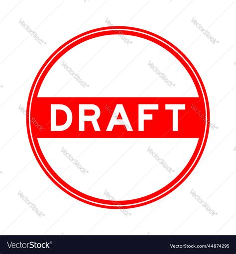 Red Color Round Seal Sticker In Word Draft Vector Image