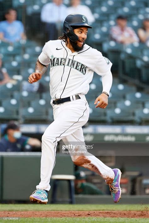 Jp Crawford Of The Seattle Mariners Scores A Run On A Double By
