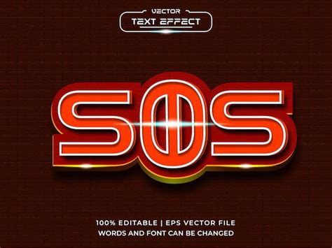 Premium Vector Sos 3d Editable Text Effect