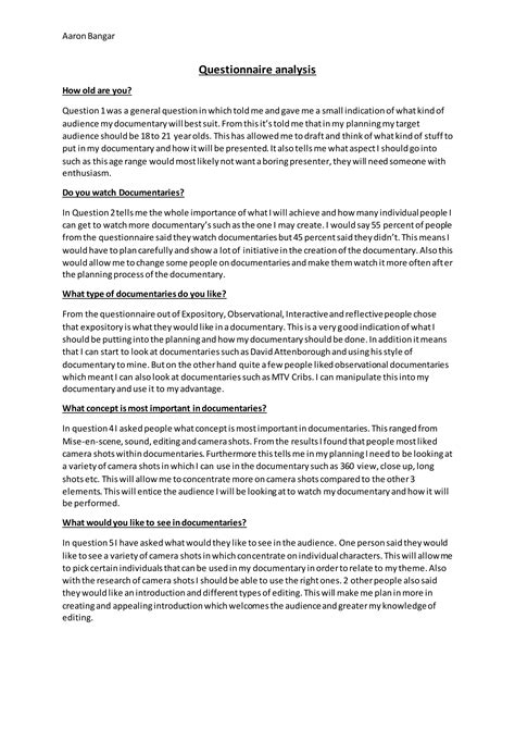 Questionnaire Analysis Pdf