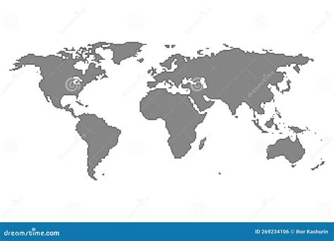 Pixel Art Style Illustration World Map Stock Vector Illustration Of
