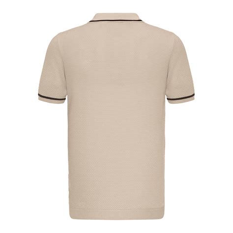 Tricot Tipped Rib Knit Polo Shirt Beige Xl Felix Hardy Touch