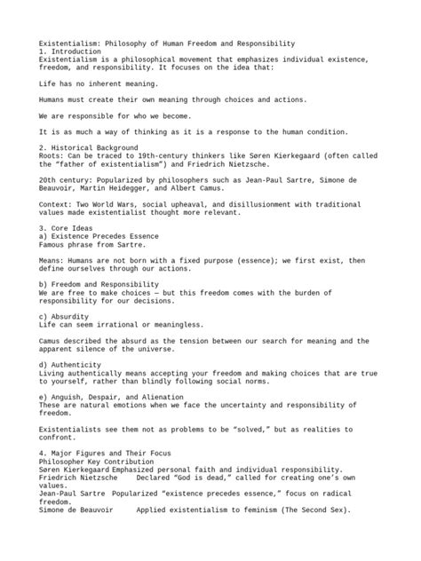 Existentialism Philosophy Of Human Pdf Existentialism
