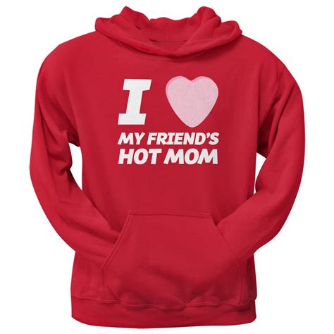I Love My Friends Hot Mom Candy Heart Red Adult Pullover Hoodie Old Glory