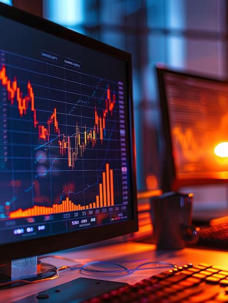 Premium Photo A Computer Monitor Displaying Financial Charts And