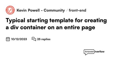 Typical Starting Template For Creating A Div Container On An Entire