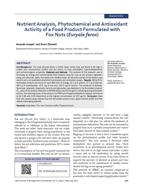 Nutrient Analysis Phytochemical And Antioxidant Pdf Nutrients