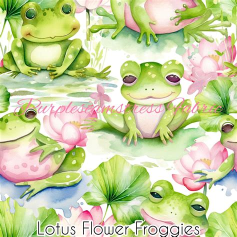 Lotus Flower Froggies Purpleseamstress Fabric