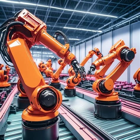 Robot Factory An Assembly Line In A High Tech Robot Factory With