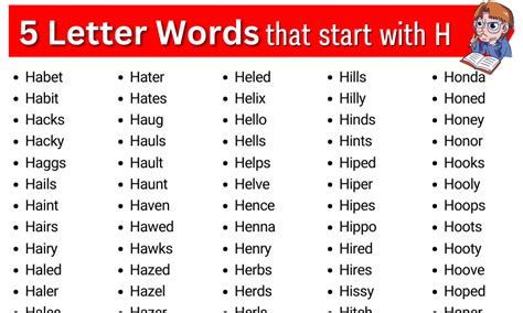 5 Letter Words That Start With H Five Letter Words Starting With H