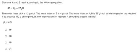 Elements A And B React According To The StudyX