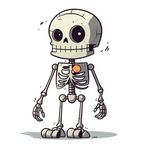 Simple Skeleton Sticker Clipart Skeleton Cartoon Vector Illustration