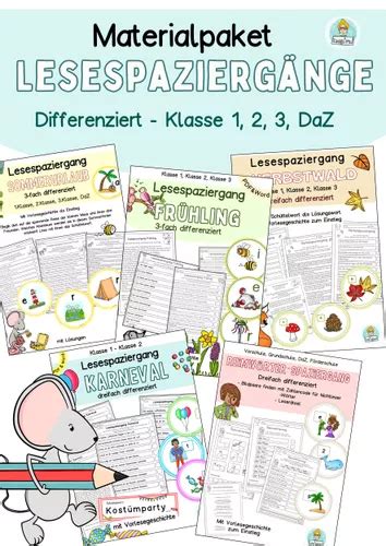 Paket Lesespaziergänge Lesewege Lesespiel Klasse 1 2 3 Daz