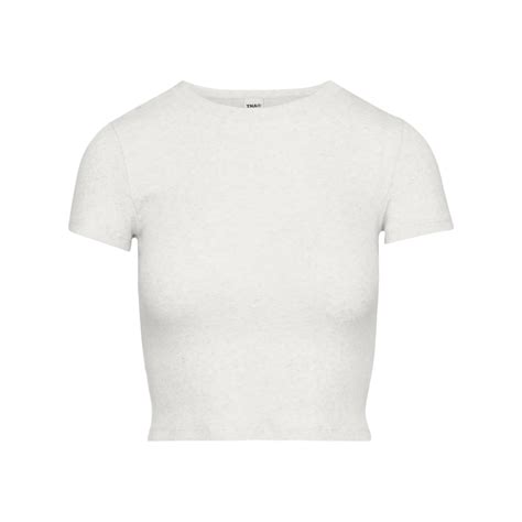 W 아리찌아 Tna 홈스트레치 크루 웨이스트 티셔츠 헤더 클라우드 화이트 Aritzia Kream