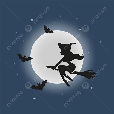 할로윈 비행 마녀 빗자루 마법 박쥐 Png 일러스트 및 Psd 이미지 무료 다운로드 Pngtree