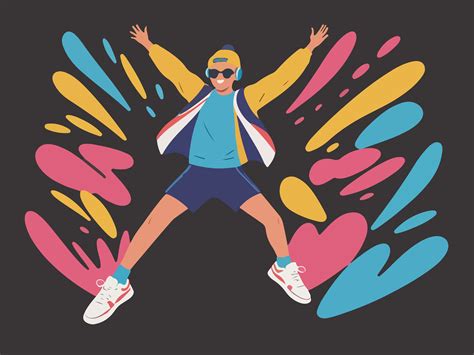 Rhythmic Jumping Exciting Edm Waves With Enthusiastic Personnel Flat Illustration 48730506